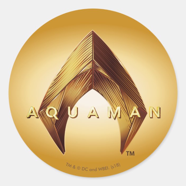Aquaman | Golden Aquaman Logo Classic Round Sticker | Zazzle.com