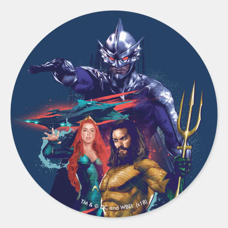 Aquaman | King Orm Versus Mera & Aquaman Classic Round Sticker | Zazzle