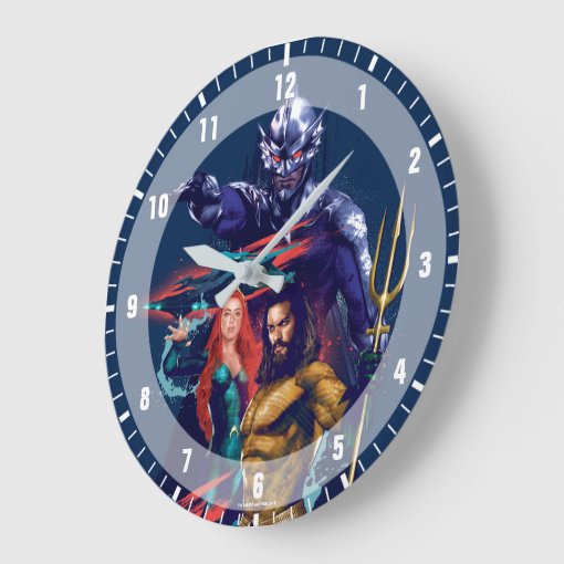 Aquaman | King Orm Versus Mera & Aquaman Large Clock | Zazzle