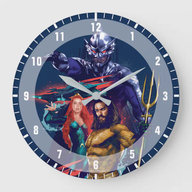 Aquaman | King Orm Versus Mera & Aquaman Large Clock | Zazzle