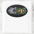 Aquaman | Orin & Orm Reversible Art Nouveau Panel Oval Sticker | Zazzle
