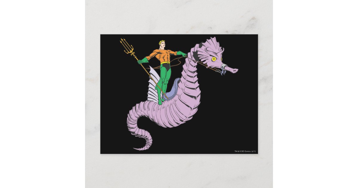 Aquaman Rides Seahorse Postcard | Zazzle