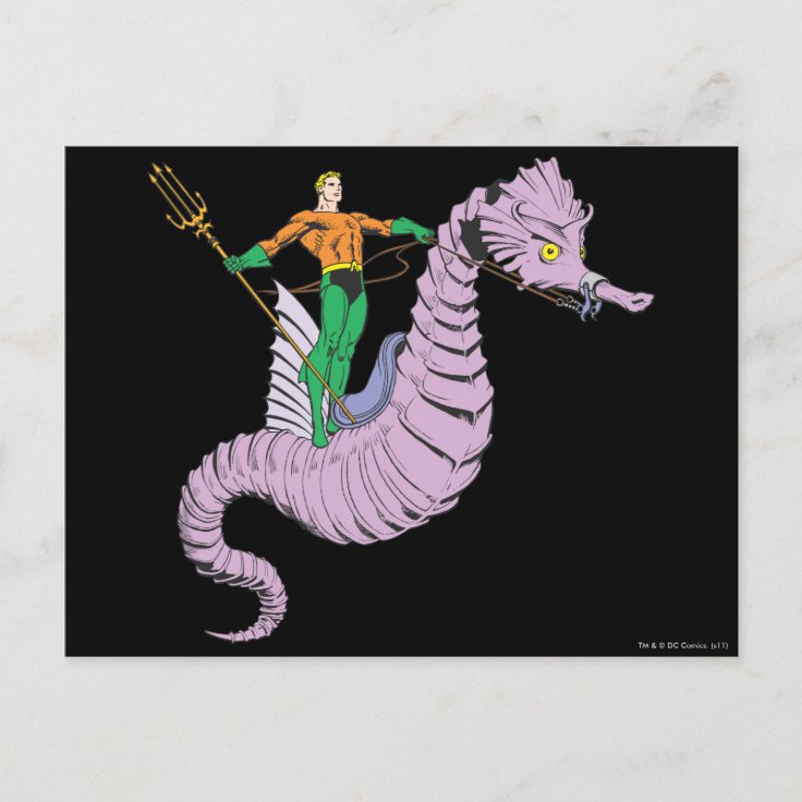 Aquaman Rides Seahorse Postcard | Zazzle
