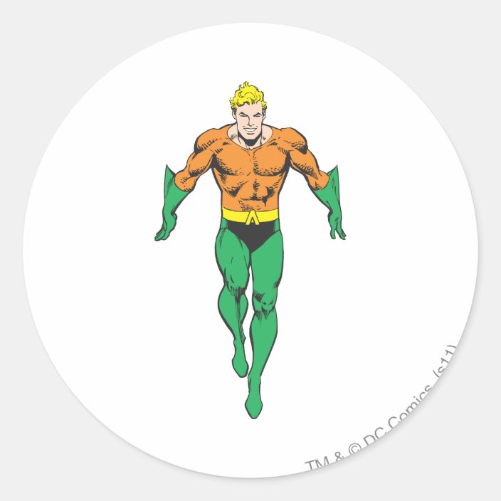Aquaman Runs Classic Round Sticker | Zazzle.com
