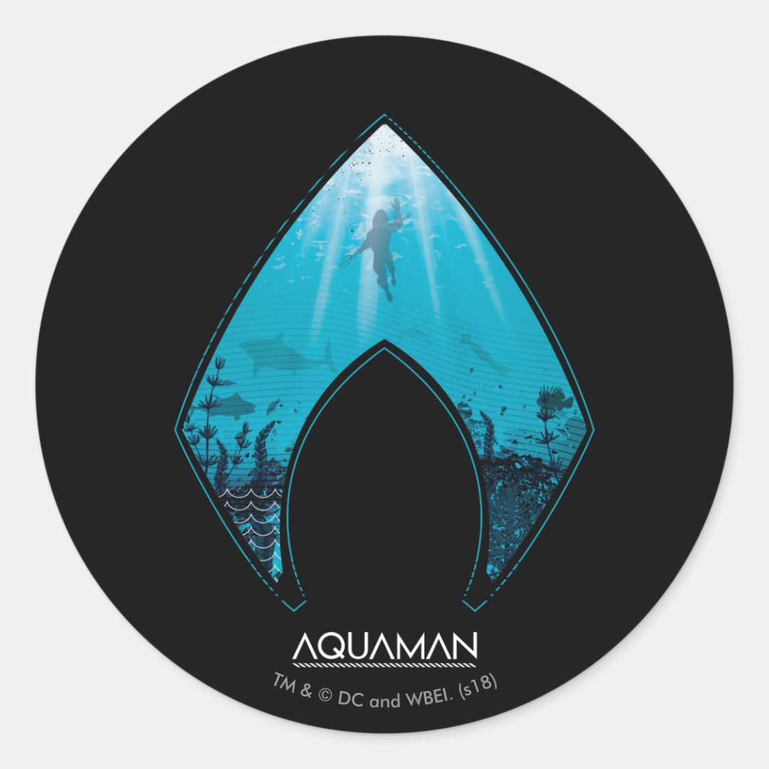 Aquaman | See Through Aquaman Logo Ocean Graphic Classic Round Sticker ...