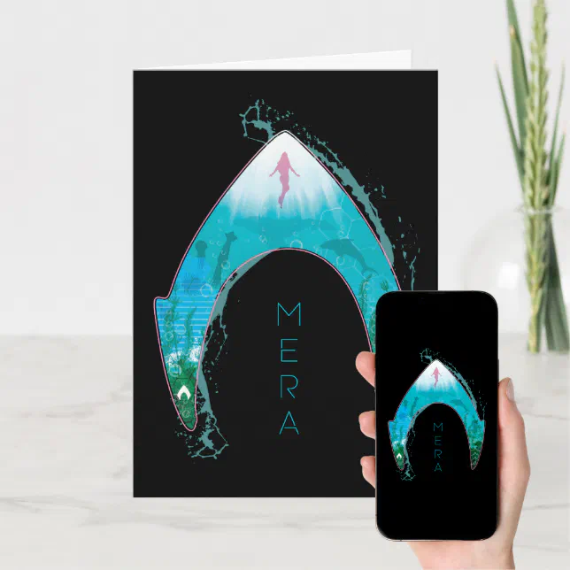Aquaman | See Through Mera Symbol Ocean Graphic Card | Zazzle
