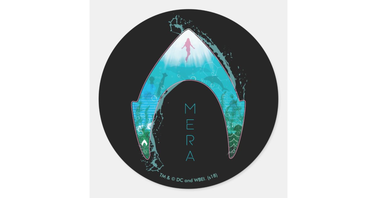 Aquaman | See Through Mera Symbol Ocean Graphic Classic Round Sticker ...