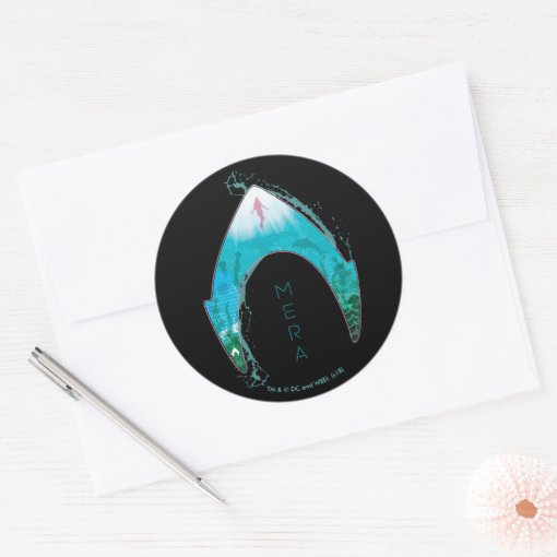 Aquaman | See Through Mera Symbol Ocean Graphic Classic Round Sticker ...