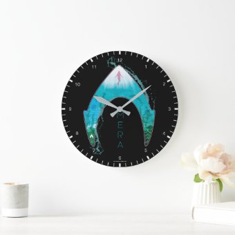 Aquaman | See Through Mera Symbol Ocean Graphic Large Clock | Zazzle