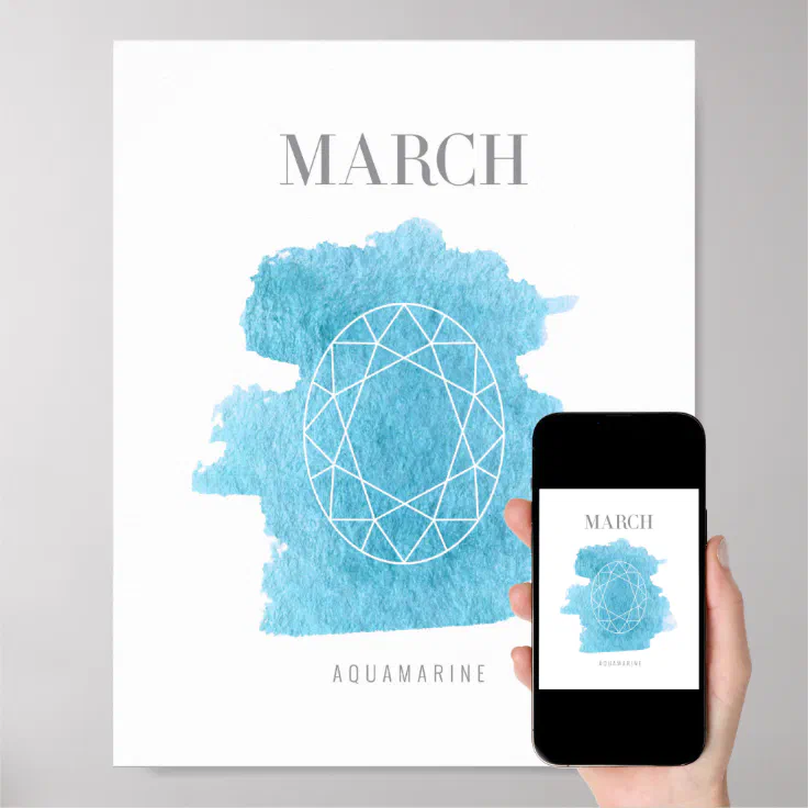 Aquamarine Birthstone March Poster | Zazzle