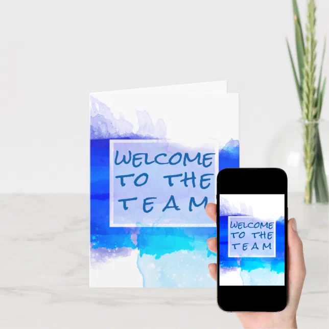 Aquamarine BLUE Watercolor Abstract Welcome Card | Zazzle