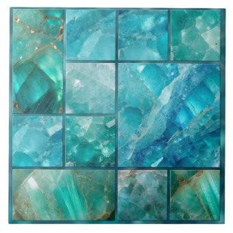 Aquamarine - Geometric collage Ceramic Tile | Zazzle
