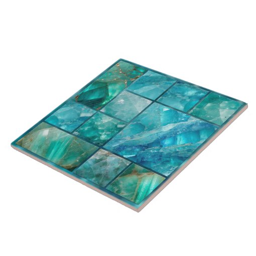 Aquamarine - Geometric collage Ceramic Tile | Zazzle
