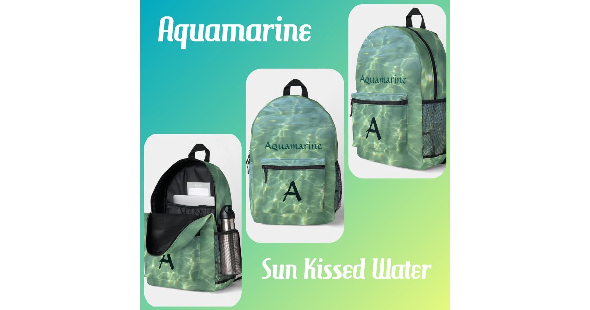 Aquamarine Tropical Aqua Water Printed Backpack | Zazzle