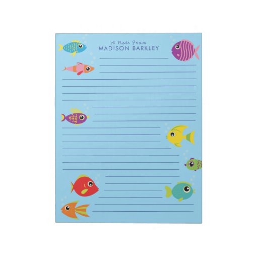 Aquarium Fish Cute Kid's Stationary Notepad | Zazzle