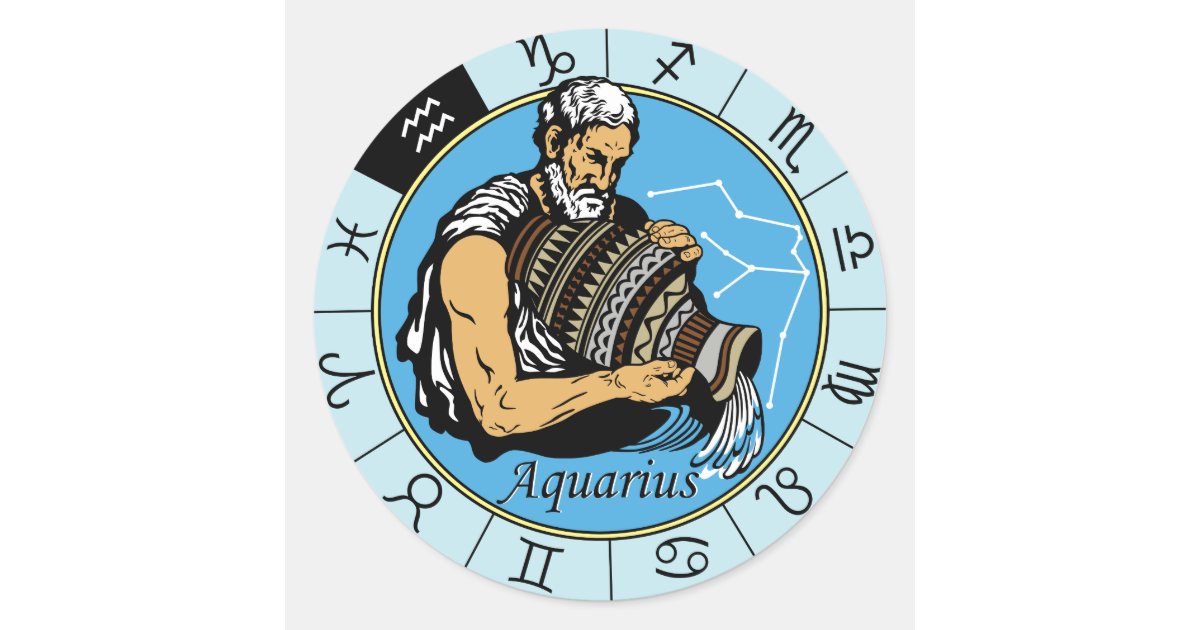 aquarius astrological zodiac sign classic round sticker | Zazzle