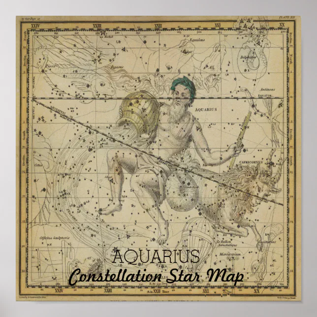 Aquarius Constellation Star Map January Poster | Zazzle