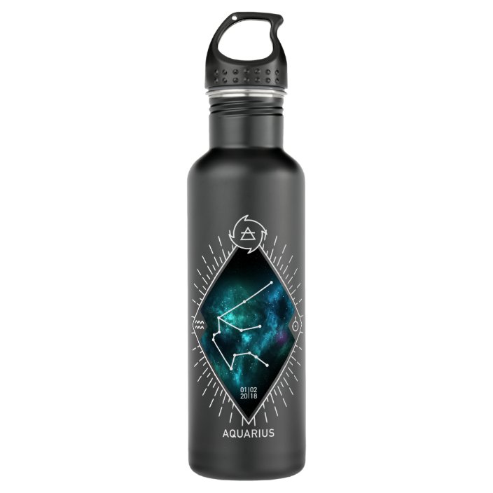 Aquarius Constellation & Zodiac Symbol Stainless Steel Water Bottle ...