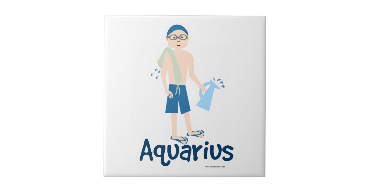 Aquarius Cute Water Bearer Symbol Tile | Zazzle