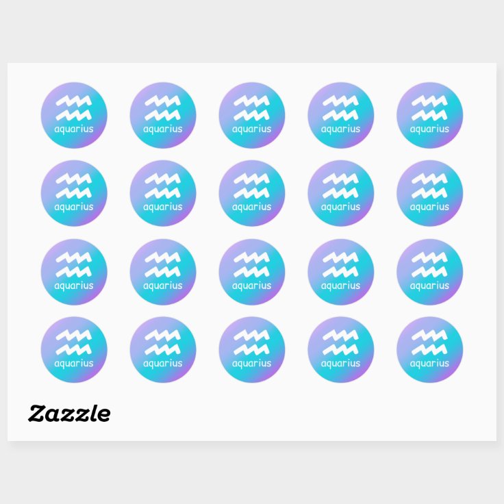 Aquarius Zodiac Astrology Star Sign Blue Purple Classic Round Sticker | Zazzle