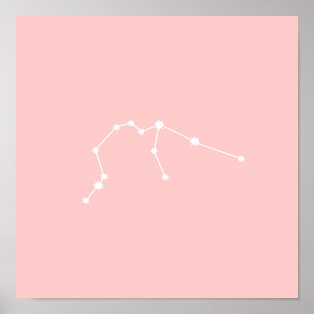 Aquarius Zodiac Constellation Modern Pink Poster | Zazzle