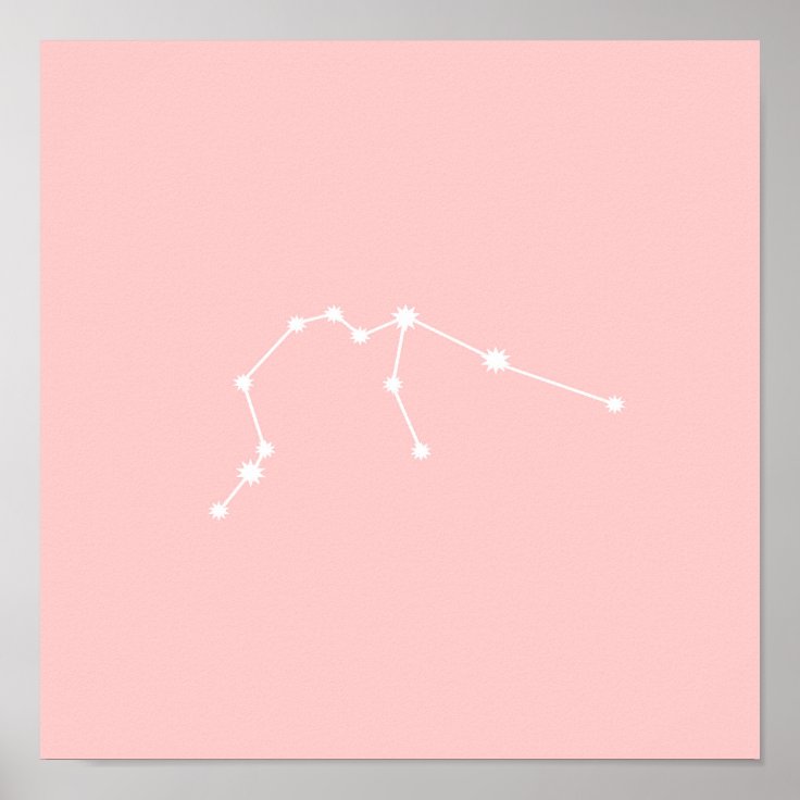 Aquarius Zodiac Constellation Modern Pink Poster | Zazzle