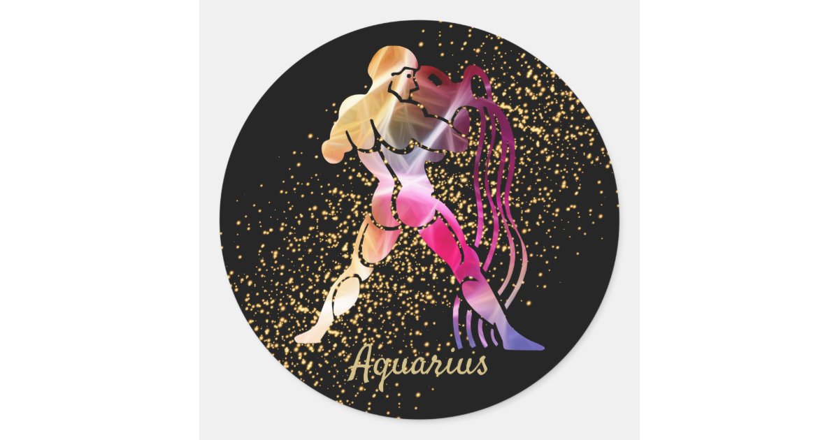 Aquarius - Zodiac Sign Classic Round Sticker | Zazzle