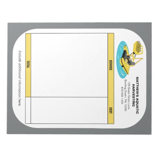 Aquatic Harvesting Business Receipt Invoice Notepad | Zazzle