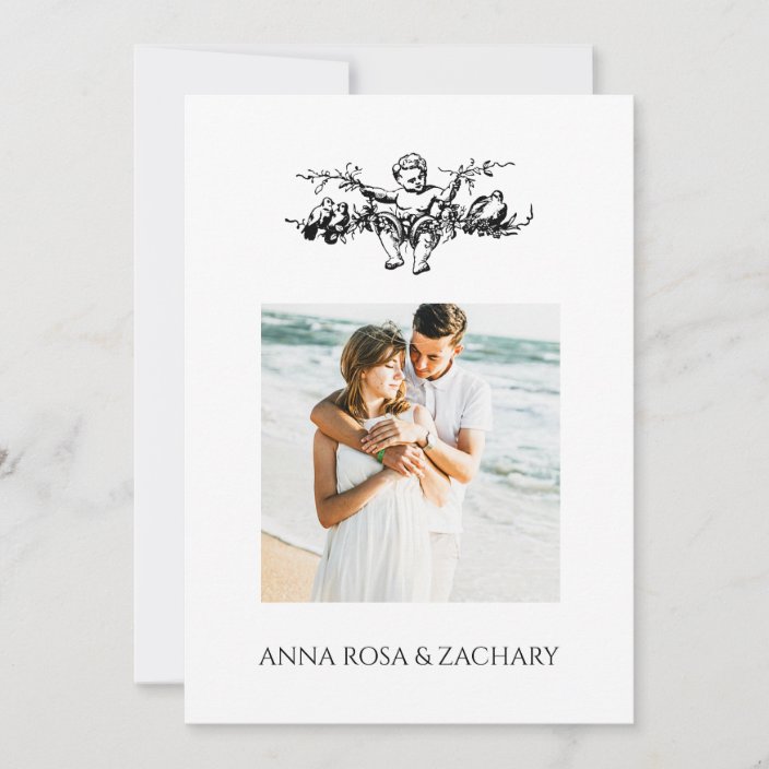 AR6 Victorian QR PHOTO RSVP Wedding Cherub Invitation | Zazzle.com