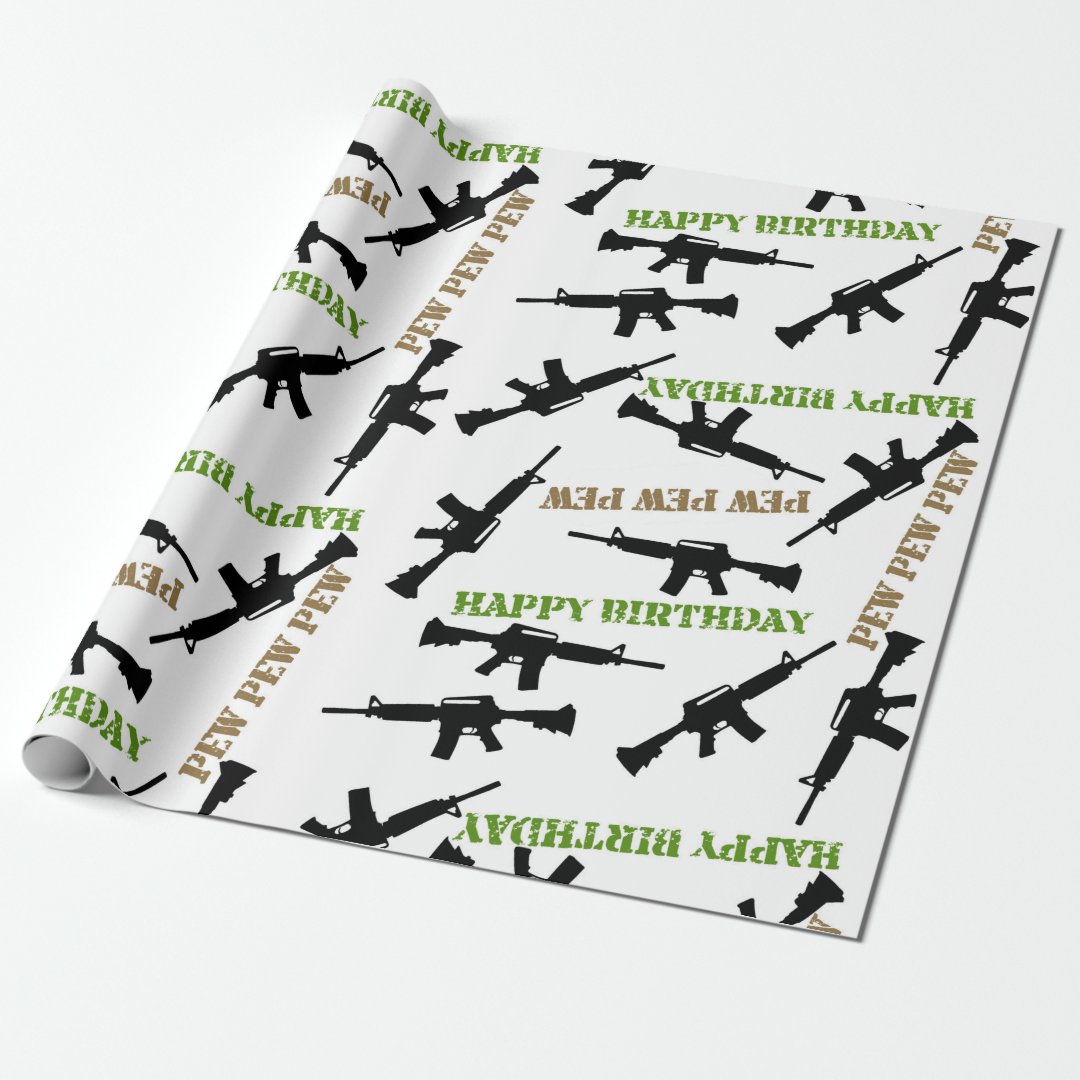 AR-15 Themed Birthday Wrapping Paper | Zazzle