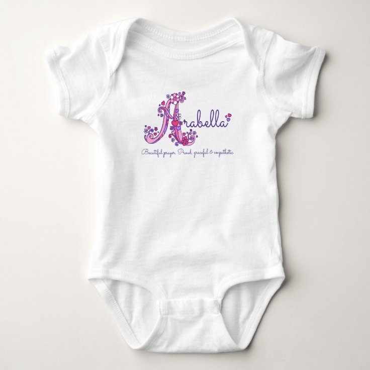 Arabella girls name & meaning A monogram romper | Zazzle