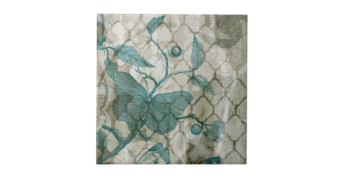 Arabesque Butterflies V Tile | Zazzle