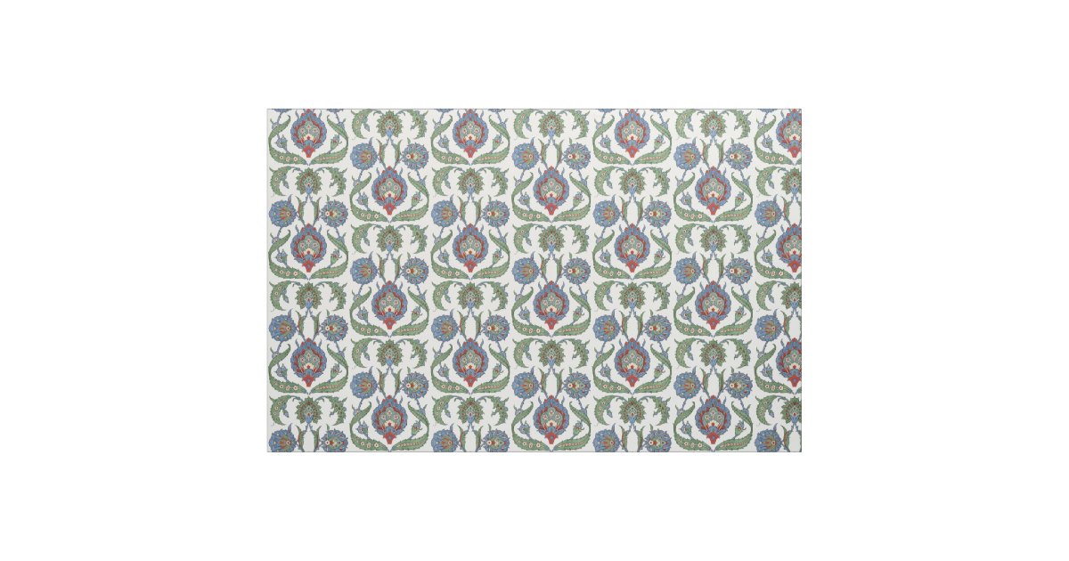 Arabesque floral pattern fabric | Zazzle