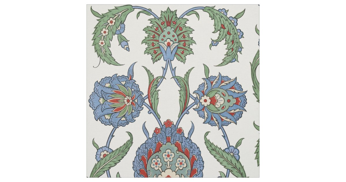 Arabesque floral pattern fabric | Zazzle