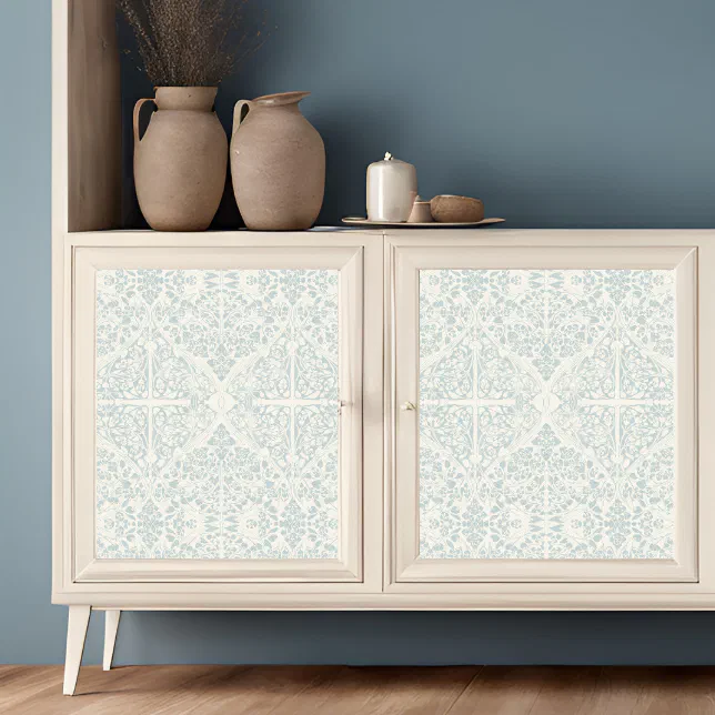 Arabesque Floral Vines Blue Ivory LG Decoupage Tissue Paper | Zazzle