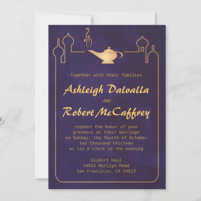 Arabian Magic Lamp Wedding Invitations | Zazzle