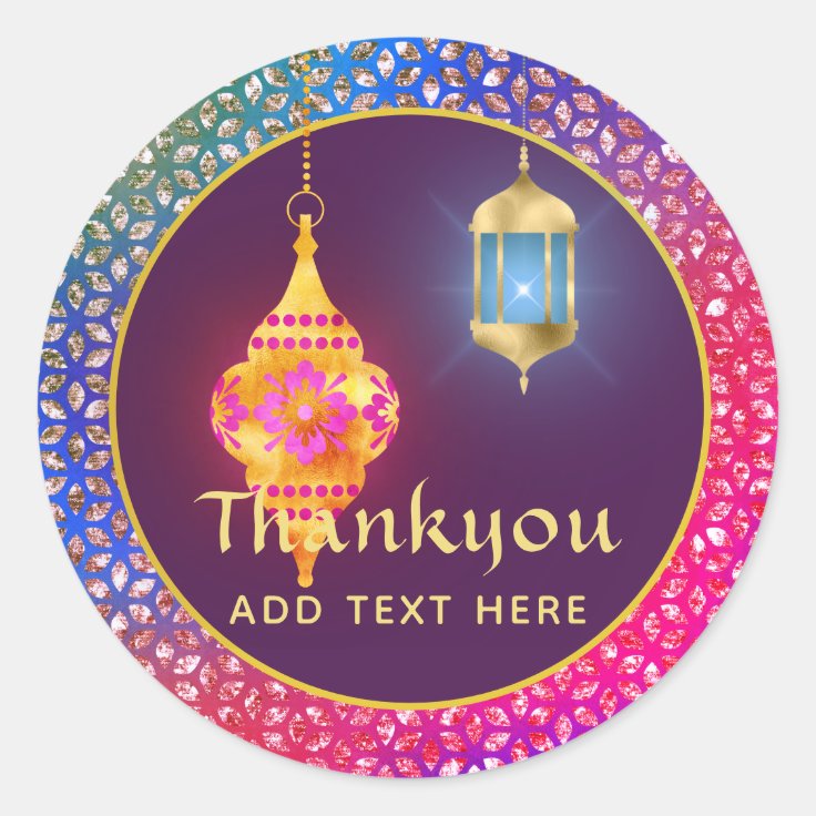 Arabian, Moroccan, Bollywood Party Personalized Classic Round Sticker ...