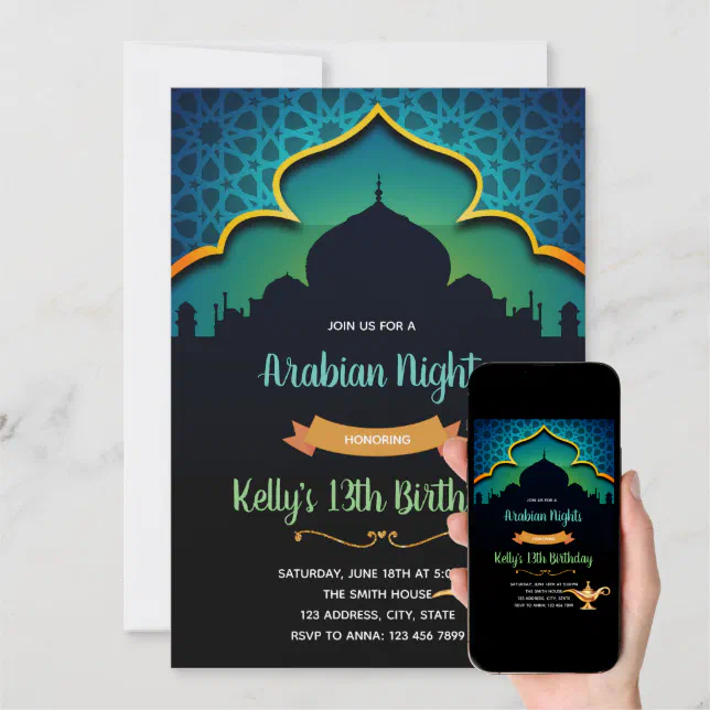 Arabian night birthday party invitation | Zazzle