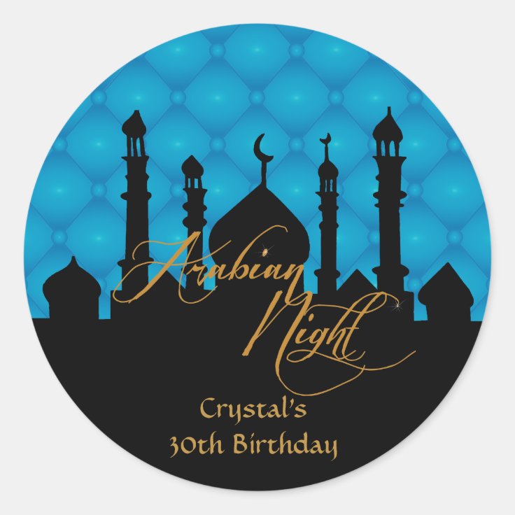 Arabian Night, Birthday Party Stickers | Zazzle