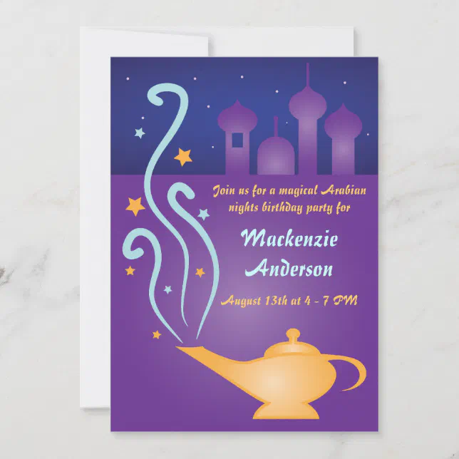 Arabian Nights 2 Magic Lamp Invitations | Zazzle