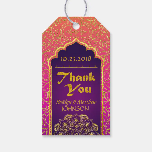 Arabian Nights Bollywood Thank You Gift Tag | Zazzle