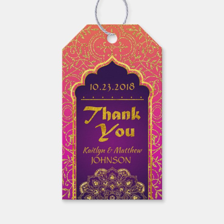 Arabian Nights Bollywood Thank You Gift Tag | Zazzle