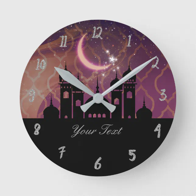 Arabian Nights Moroccan Personalized Round Clock | Zazzle
