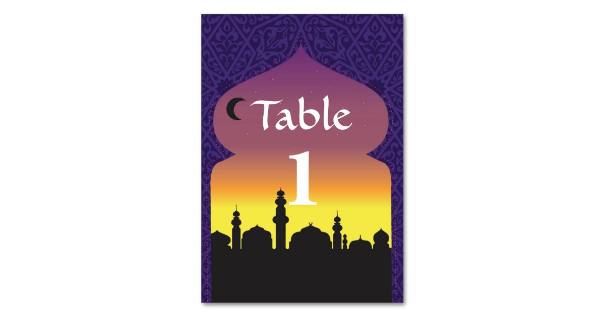 Arabian Nights Pattern Table Number Wedding | Zazzle