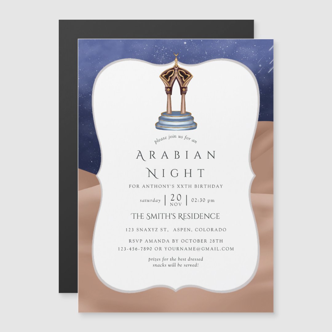 Arabian Nights Themed Party Magnetic Invitation | Zazzle