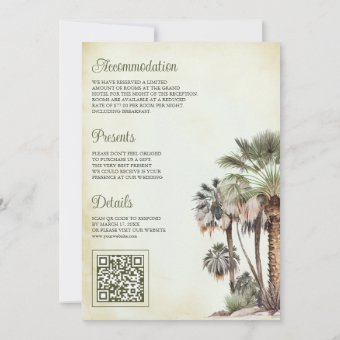 Arabian Palm Desert Camel QR Code Muslim Wedding Invitation | Zazzle