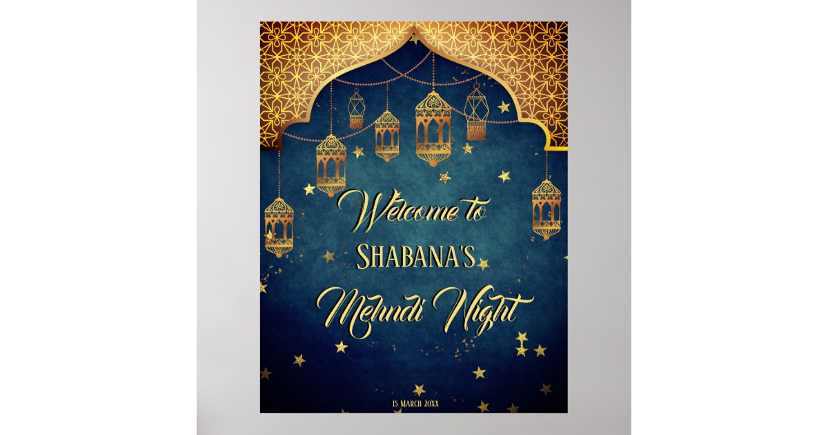 Arabian style with Moroccan lanterns Mehndi Henna Poster | Zazzle