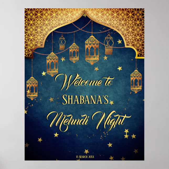 Arabian style with Moroccan lanterns Mehndi Henna Poster | Zazzle