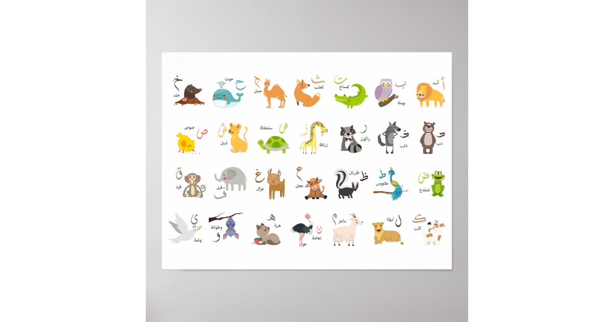 arabic Alphabet animals Poster | Zazzle