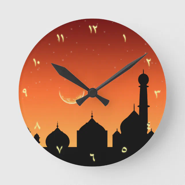 Arabic Evening Sky - Round Clock | Zazzle